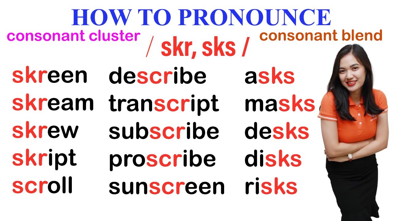 How to pronounce SKR and SKS sounds in English | consonant cluster ...