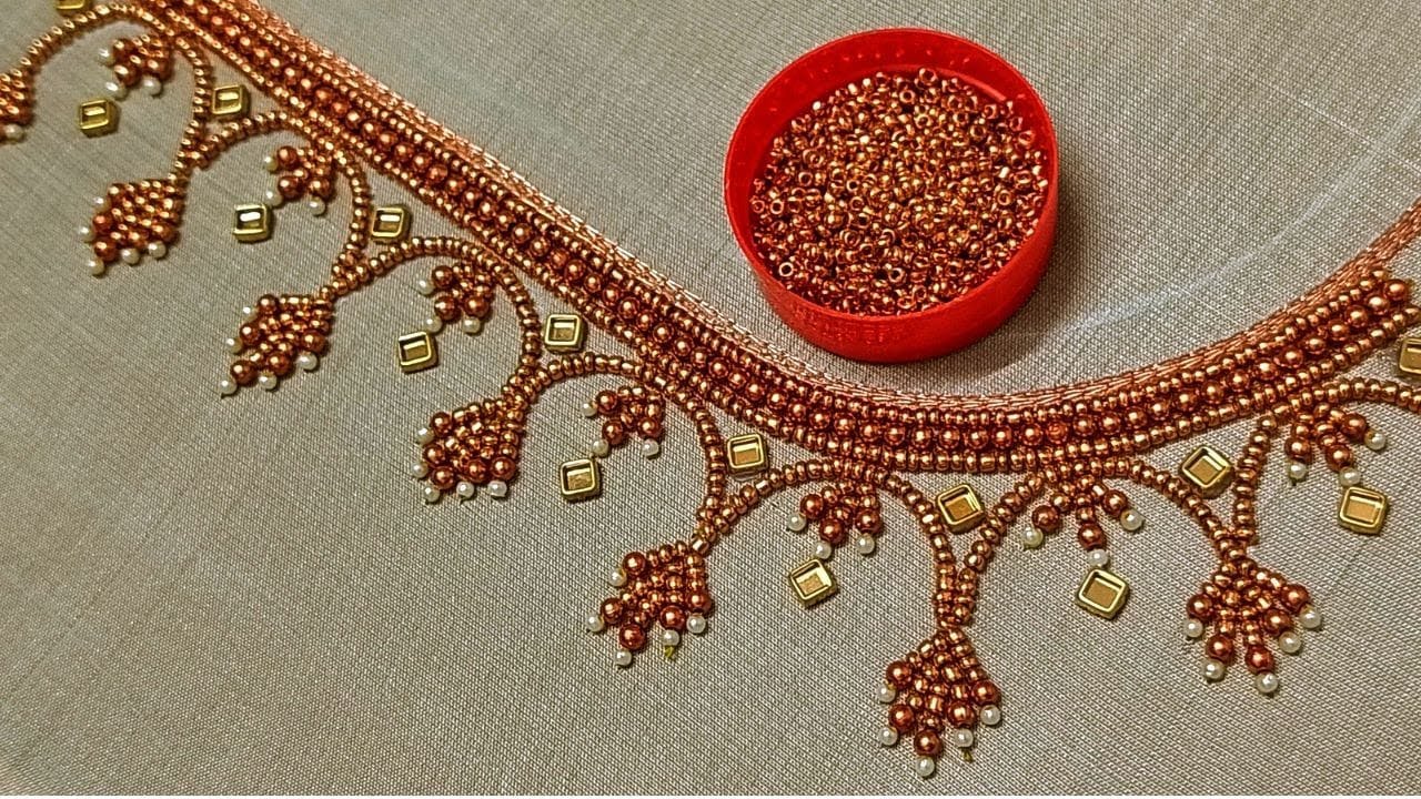 aari work | aari neck design | how to make simple aari neck design ...