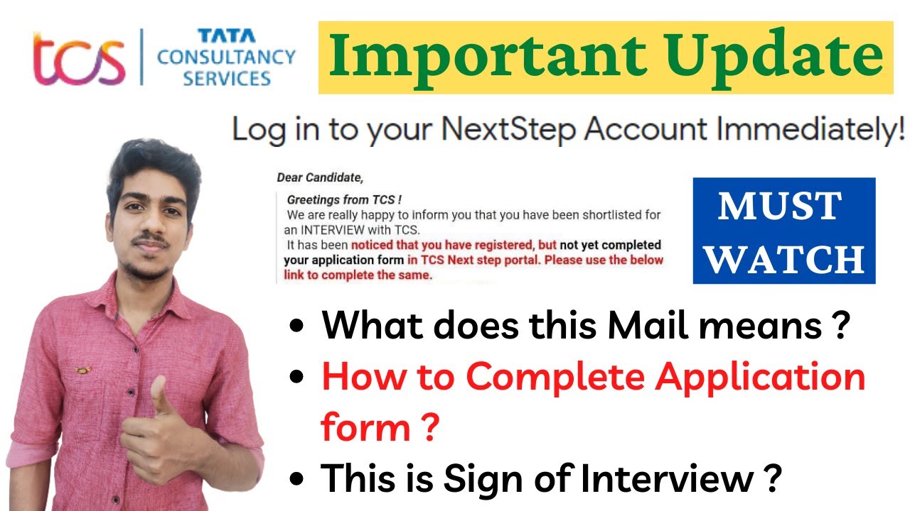 TCS Important Update For Interview TCS Application Form Not Completed tcs-important-update-for-interview-tcs-application-form-not-completed