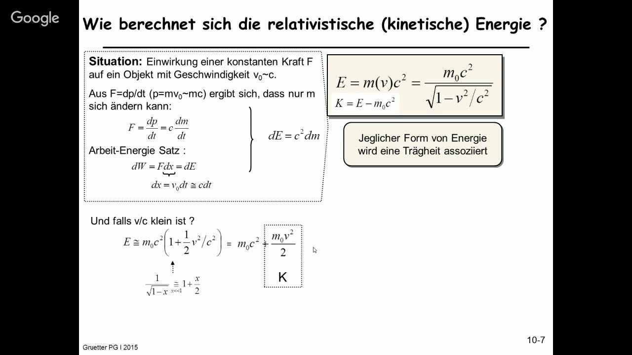 10.1 - Relativistische Masse und Energie - YouTube