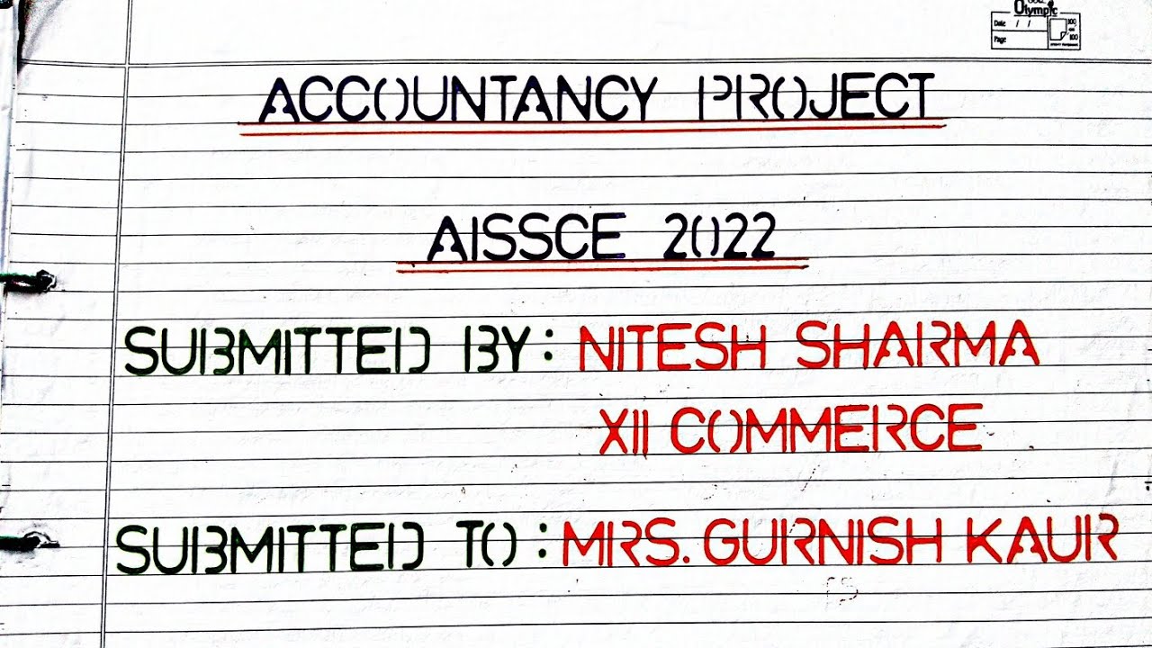 Accountancy Specific Project | Term 2 | Class 12 | CBSE | 2021-22 ...