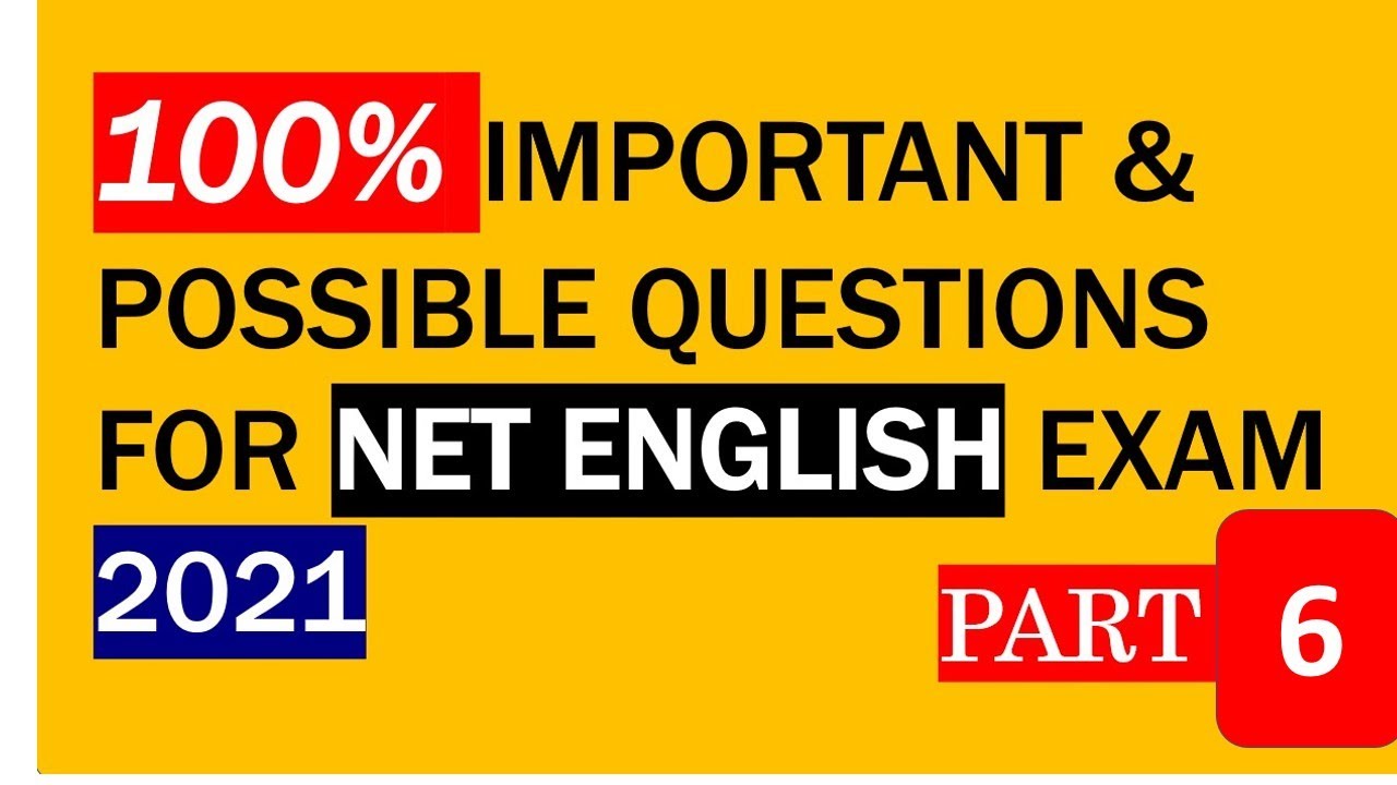 POSSIBLE QUESTIONS FOR NET ENGLISH PART 6 - YouTube