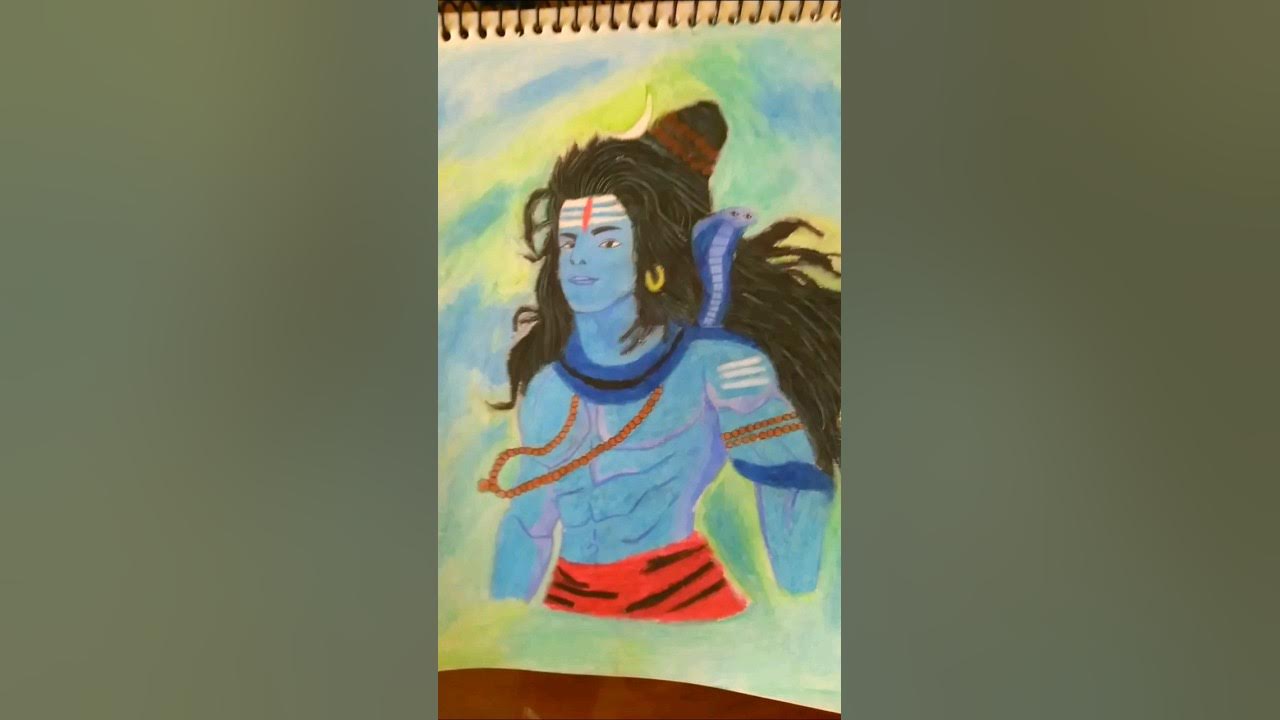 Shiv ji drawing with oil ️ pastel colour #shorts #shivji - YouTube