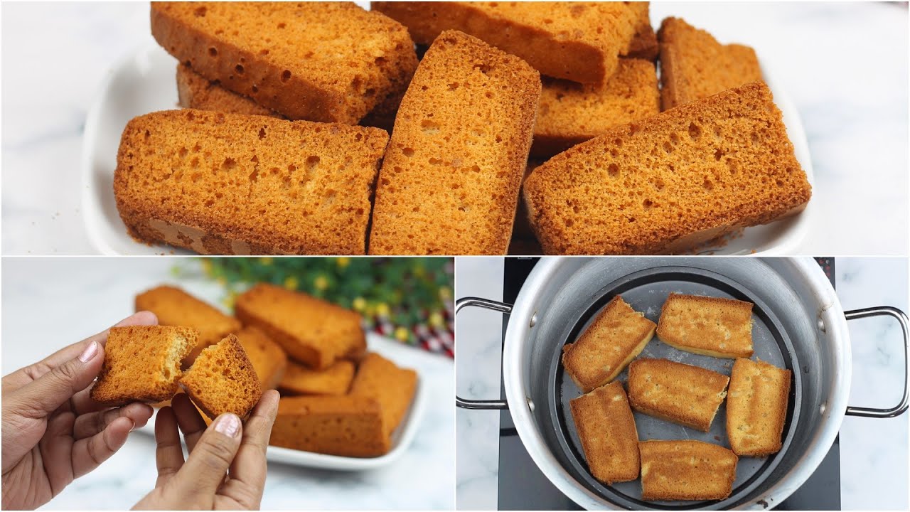 Homemade Cake Rusk / Dry Cake Recipe Without Oven | Bakers Style Dry ...