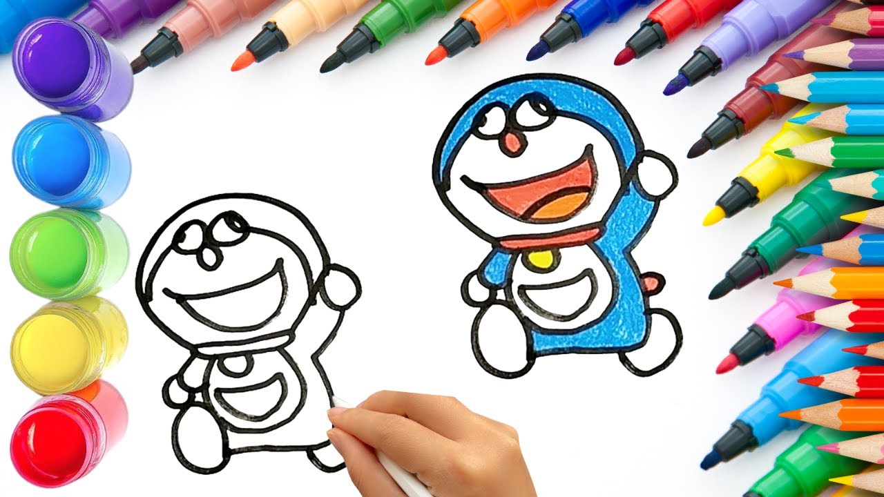 How To Draw cute Doreamon Drawing, Painting & Coloring For Kids and ...