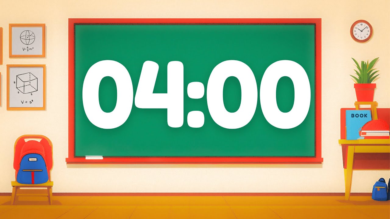 4 minute timer with music for classroom with alarm - YouTube