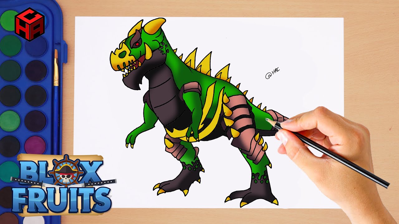 How to draw T-Rex Blox Fruit Transformation | Step by step | Easy ...