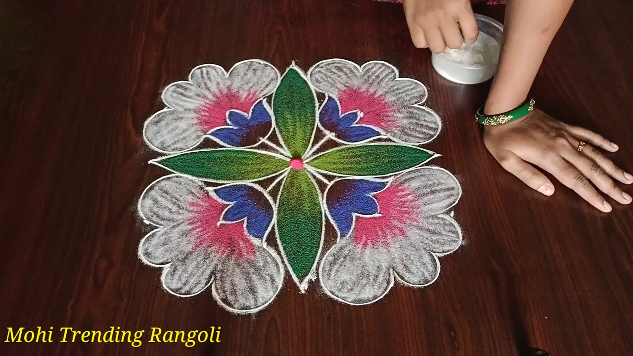 small flower rangoli (5*3*3) | simple pulli kolangal | easy daily ...