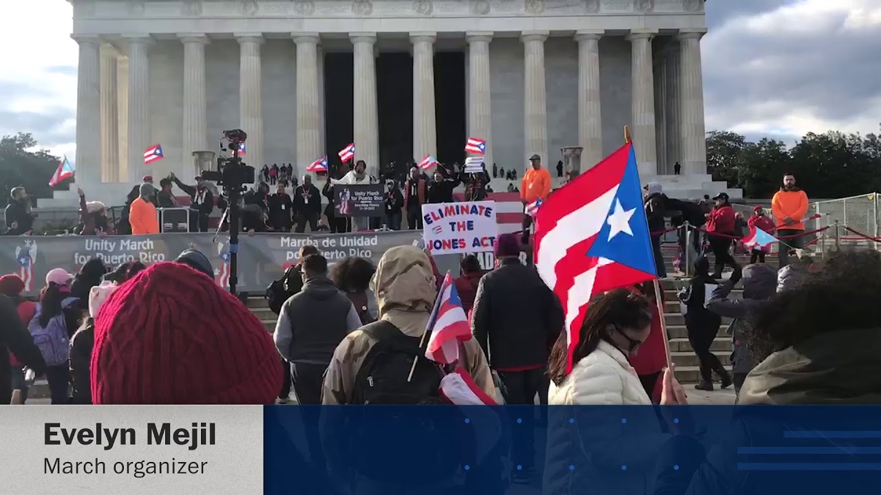 Puerto Rico Unity March draws hundreds in plea for disaster aid - YouTube