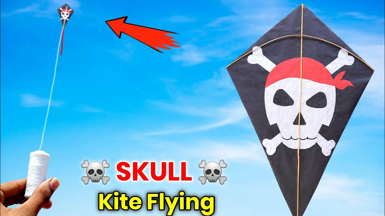 Skull Kite Flying , how to make kite , patang kese banate he ...