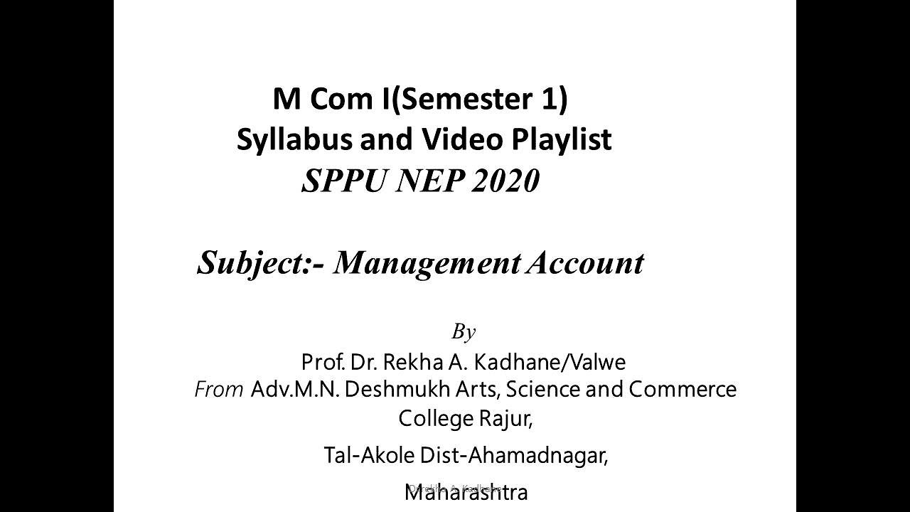 Syllabus and Video Playlist Management Accounting :- SPPU NEP-2020 ...