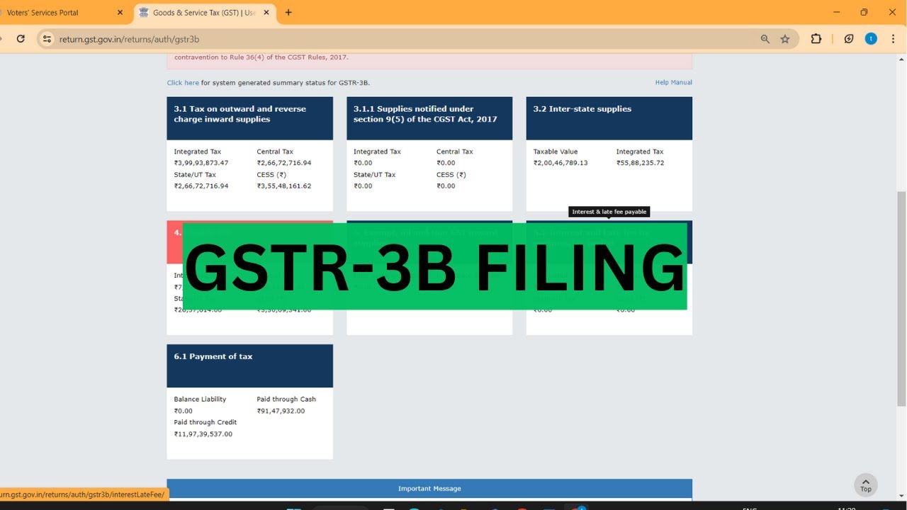 GSTR-3B RETURN FILING IN GST PORTAL - YouTube