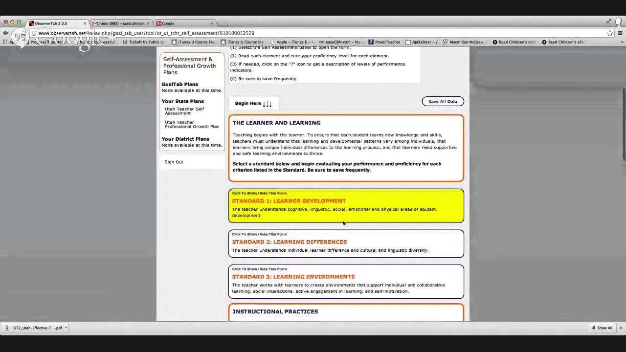 Observer Tab - "A tool for self evaluation" - YouTube