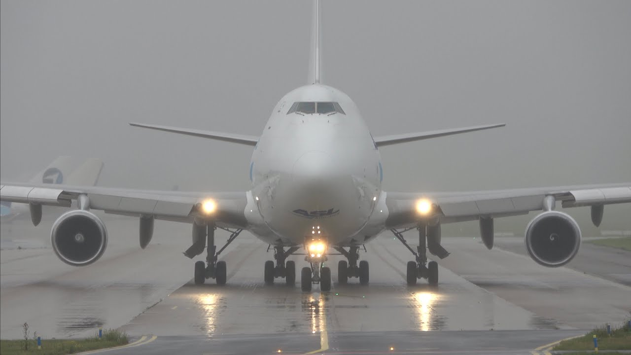 [4K] Amazing (WET) Plane Spotting Day at Liege Airport | B737, B747 ...