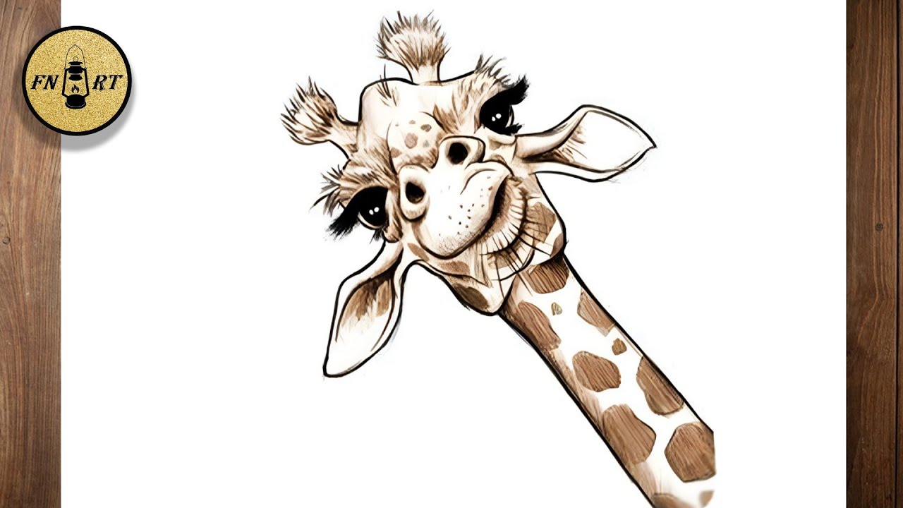 How to draw a giraffe head and neck easy - YouTube