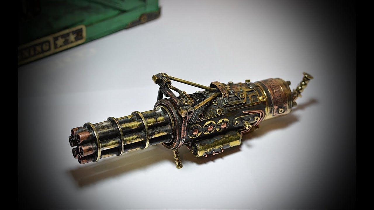 Gatling Gun, Motorized Steampunk Flash memory , V1.2, usb stick. - YouTube