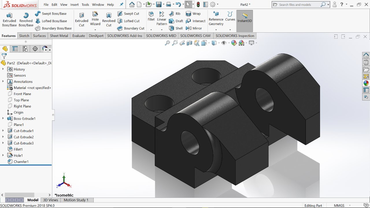solidworks tutorial hinge bracket part 98 - YouTube