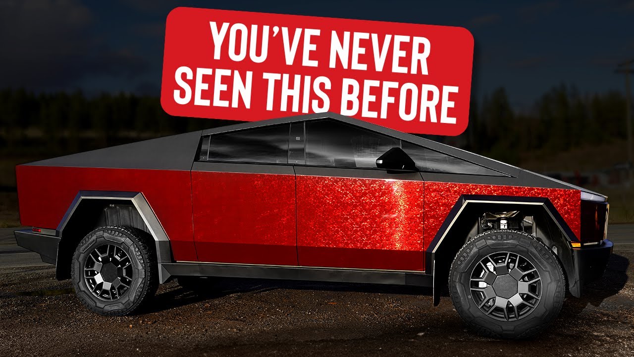 Red Forged Carbon Fiber Wrapped Cybertruck - YouTube