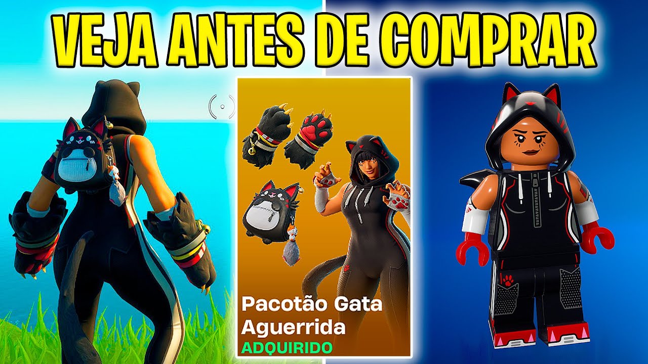 VEJA ANTES DE COMPRAR SKIN ÁGATA (PACOTÃO GATA AGUERRIDA) - Fortnite ...