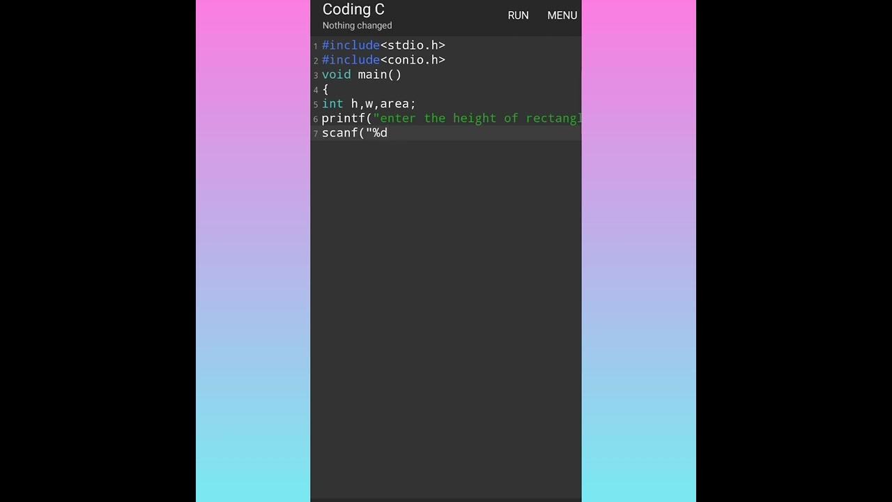 C PROGRAM FOR FIND AREA OF RECTANGLE #5 - YouTube