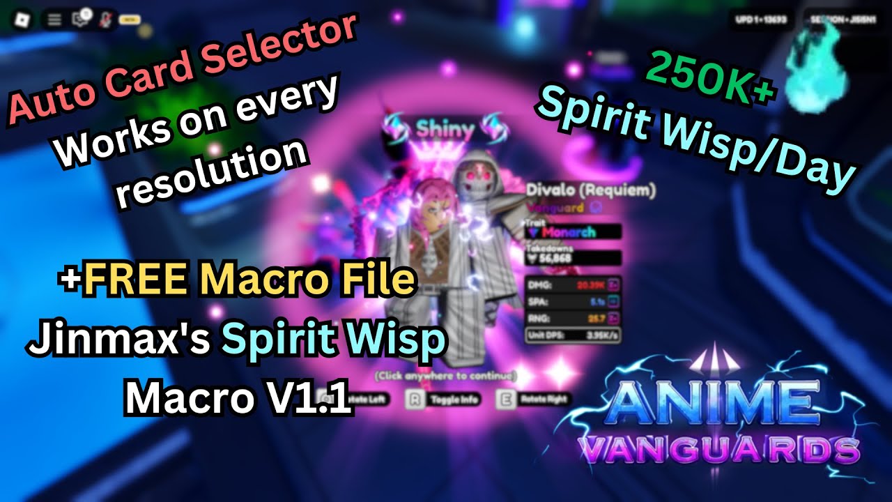 *BEST* FREE 250K/DAY Spirit Wisp MACRO AFK Farm | Anime Vanguards - YouTube