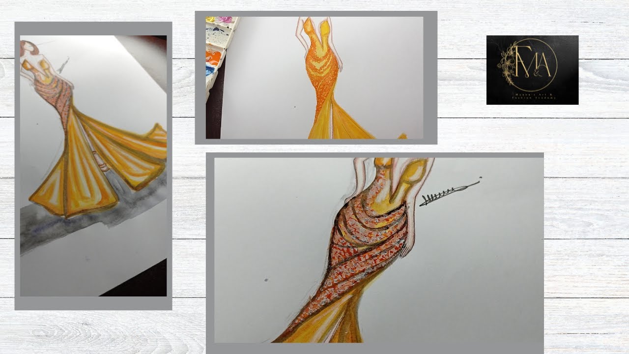 How To Draw A Dress Design/Gown Drawing Step By Step/Dress Drawing ...