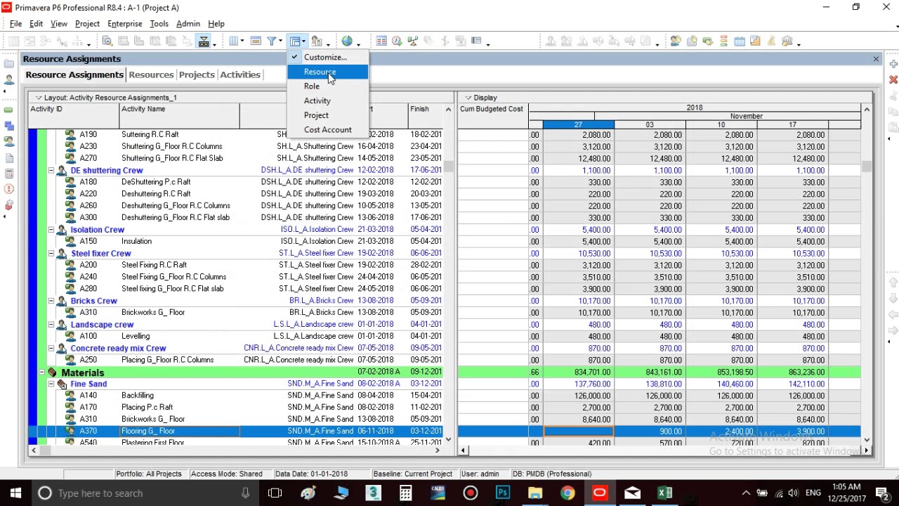 Resource Assignment Spreadsheet Primavera P6 - YouTube