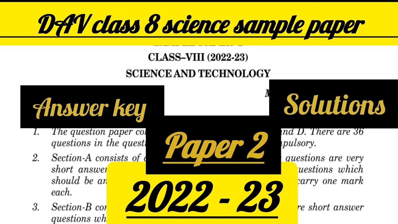 DAV Class 8 Science Sample Paper 2022-23 | Full Solution & Exam Tips | D.A.V. Education - YouTube