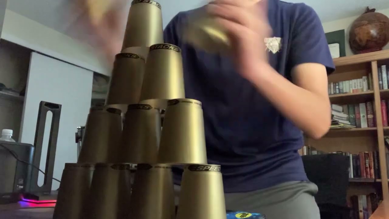 first time stacking since broken thumb - YouTube