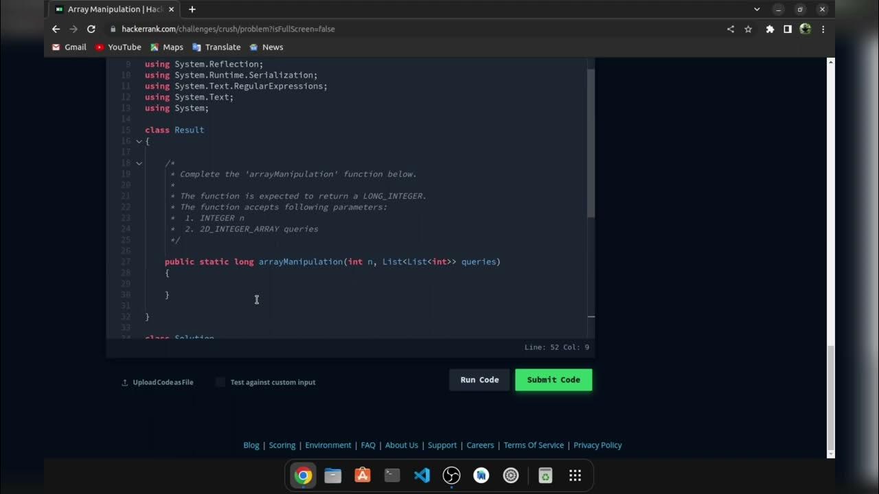 Array Manipulation In C Hackerrank Dsa Youtube