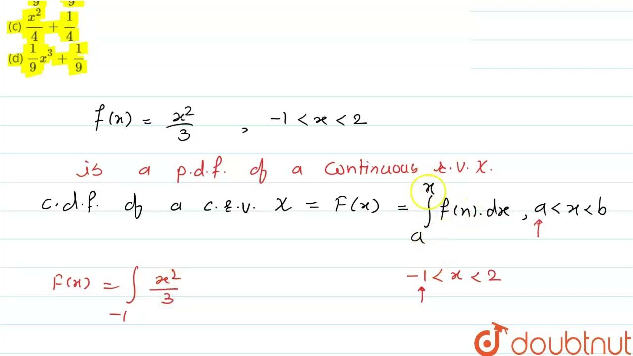 If The Pdf Of Continuous Random Variable X Is Given As `f X X 2 3 1 Class 12 Maths