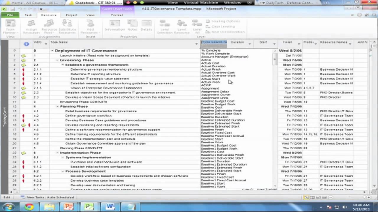 Introduction to MS Project 2010 Part 2 of 2 - YouTube