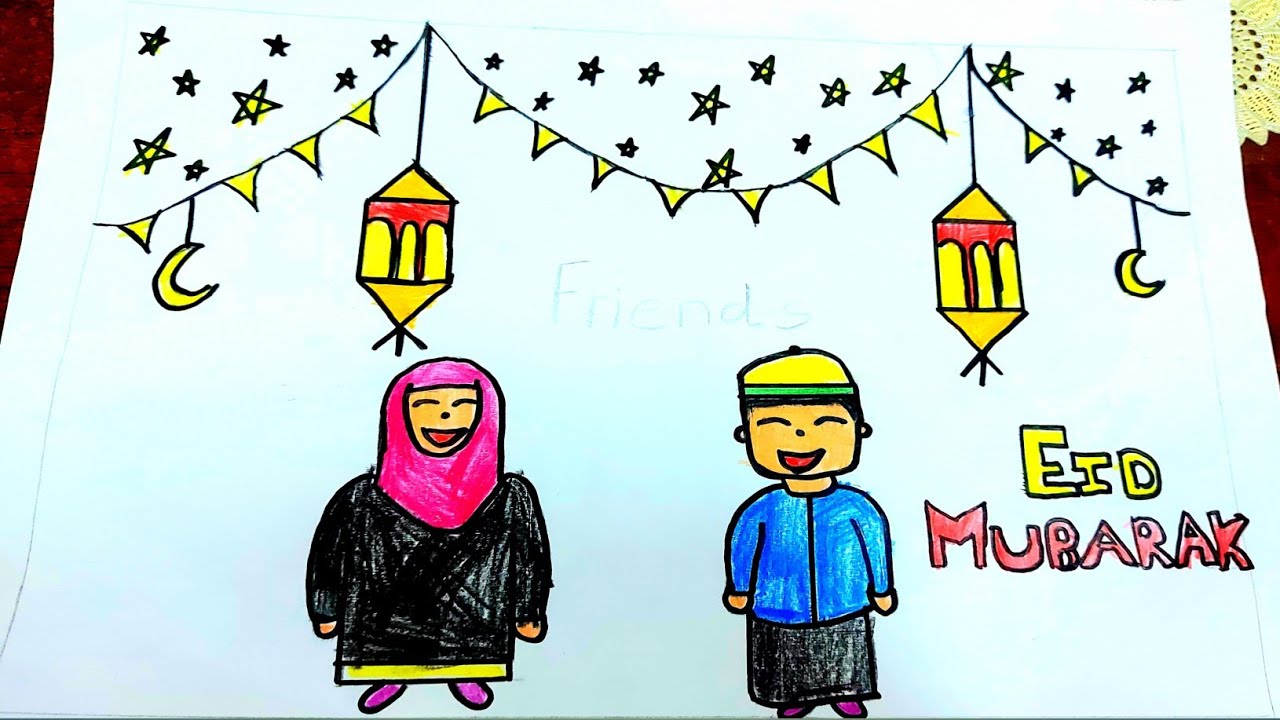 How to draw Eid Mubarak | Eid mubarak easy drawing | Eid drawing | Eid ...