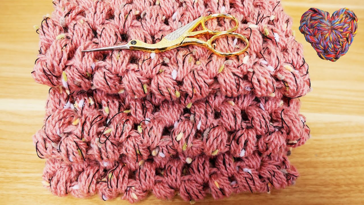 Häkeln | Puff Stich Schal mit Beilauffaden | Super süß - YouTube
