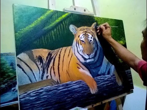 How to paint a Tiger l Wildlife Art Painting l PART 1 l with Acrylic ...
