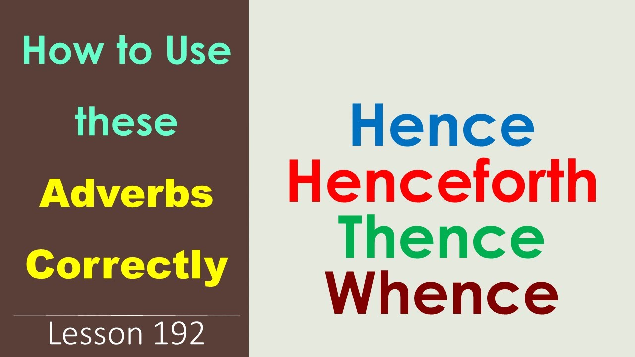 HENCE, HENCEFORTH, THENCE, WHENCE | Learn English Through Tamil - YouTube