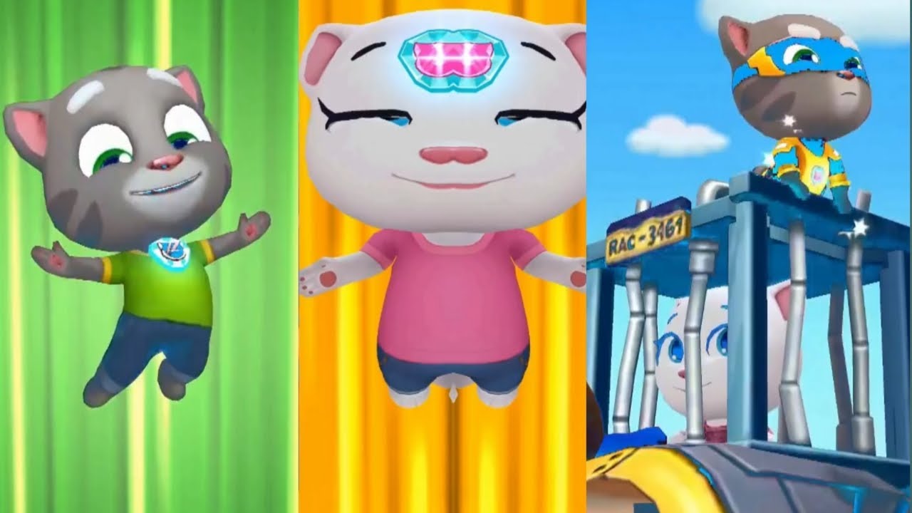 TALKING TOM HERO DASH -- WATER COLOUR HERO TOM SAVING ALL CHARACTER ...