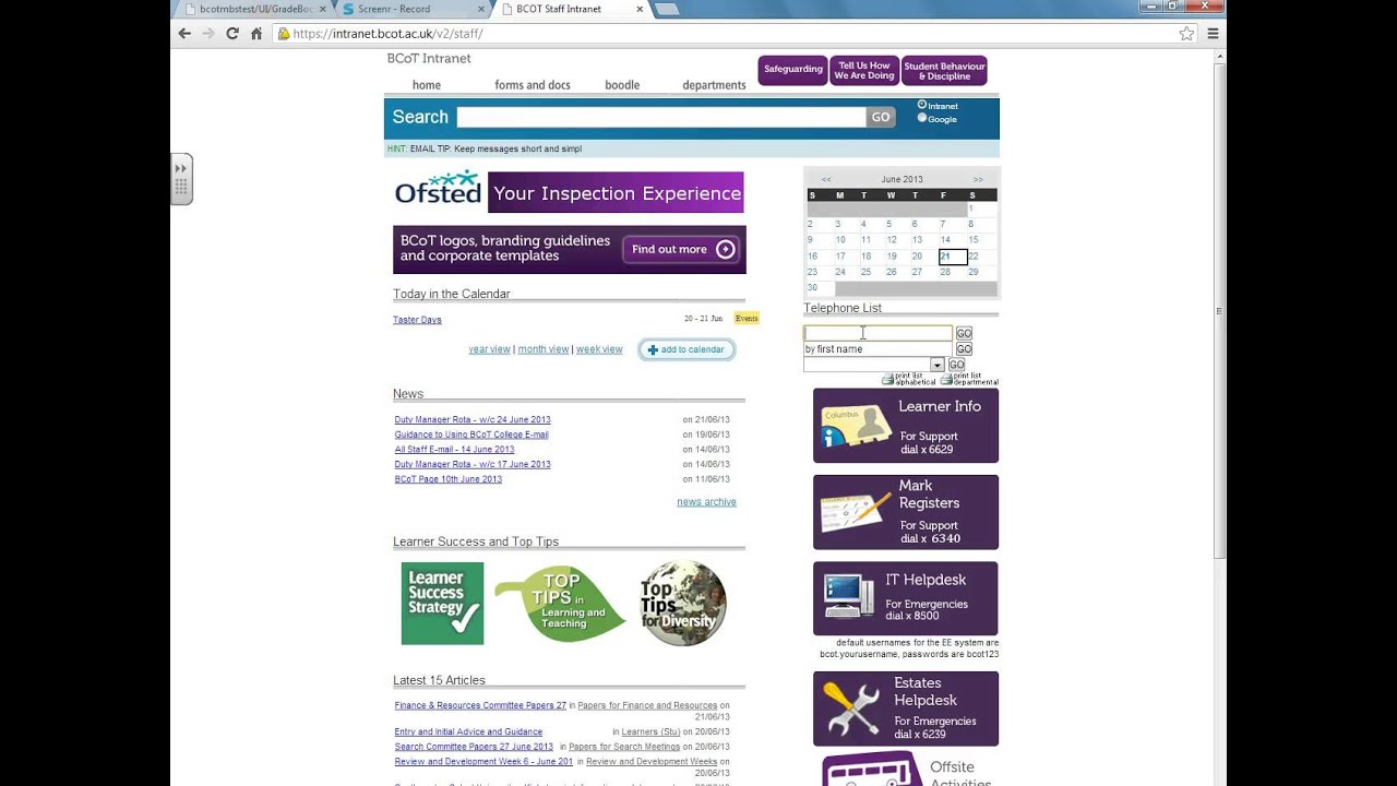 An introduction to the BCoT Staff Intranet - YouTube