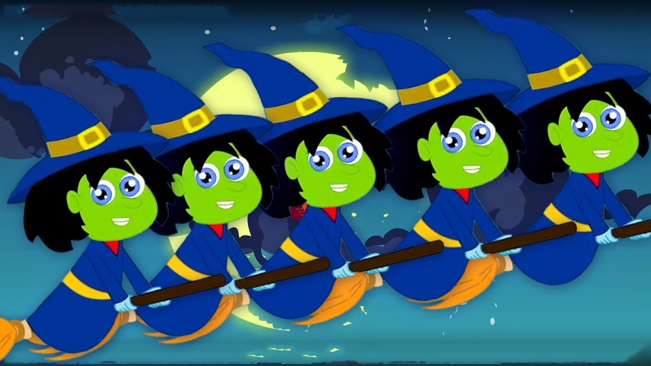 Five Wicked Witches | Scary Videos For Kids | Halloween Song For ...