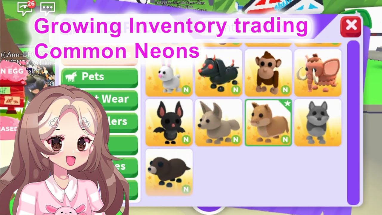 Growing my Inventory trading common neon pets in Adopt Me (Roblox ...