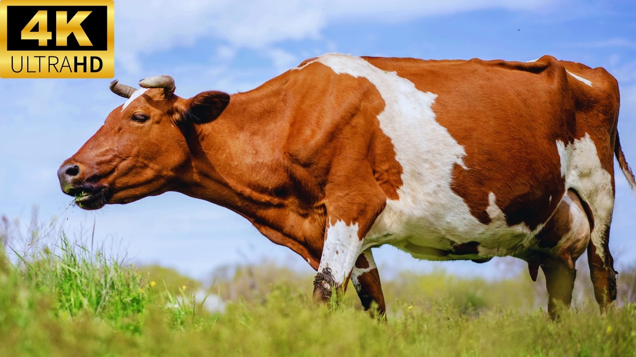 🌿🐄 Relaxing Cow Grazing in Meadow – 2 Hours of Soothing Nature & Calm ...