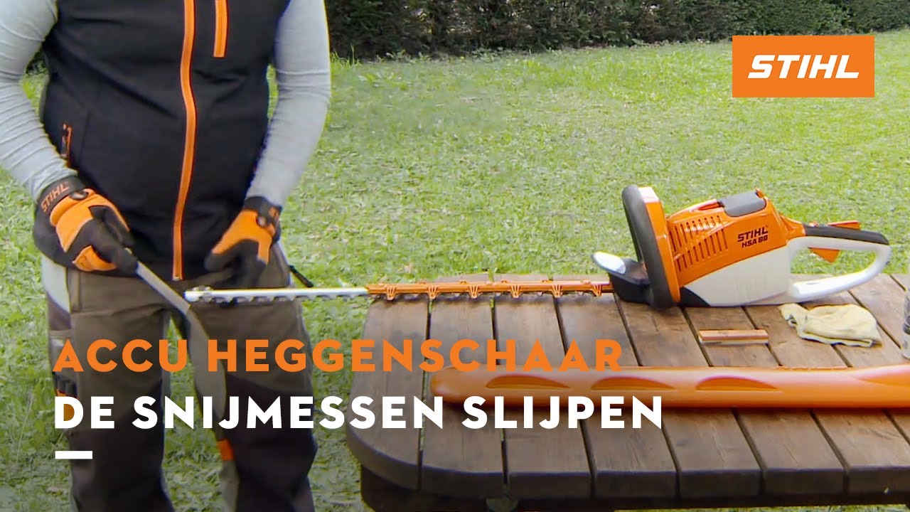 De snijmessen slijpen - STIHL Accu heggenscharen - YouTube