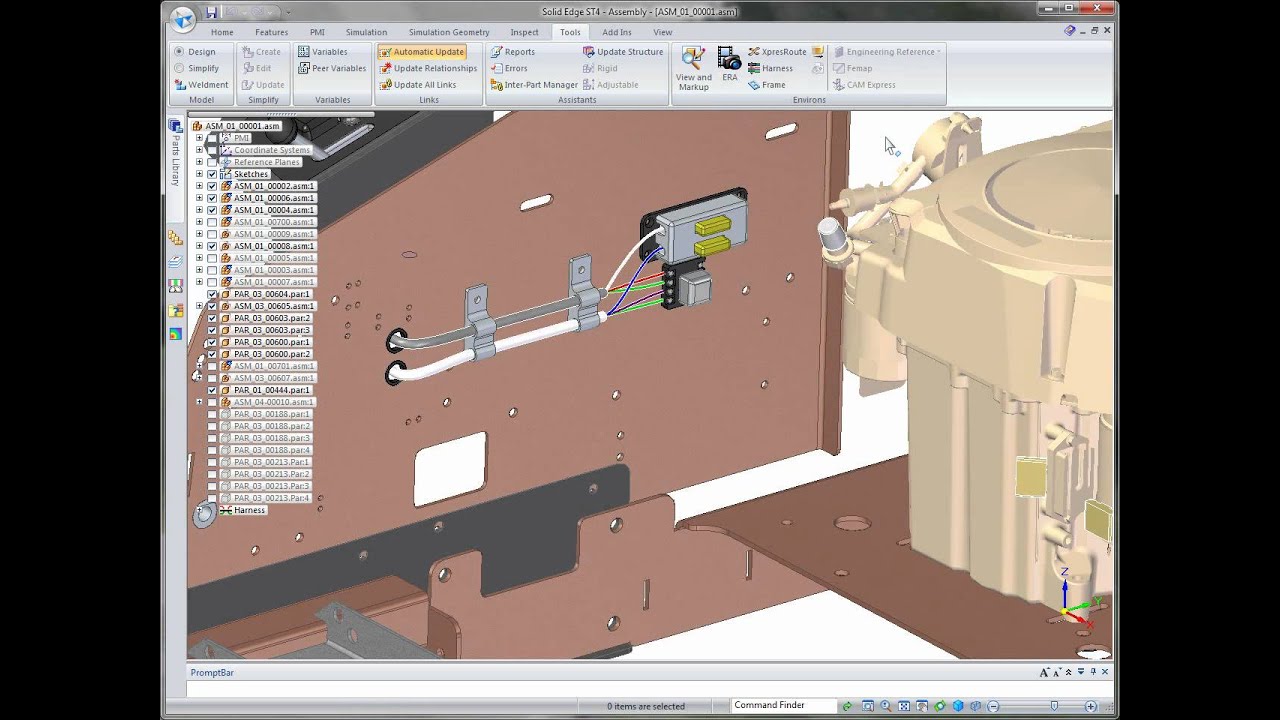 Solid Edge ST4 - Wire Harness - IronEagle - Szczegóły - YouTube