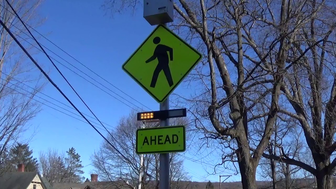 Tapco Pedestrian RRFB Beacon on a pedestrian crossing ahead sign post ...