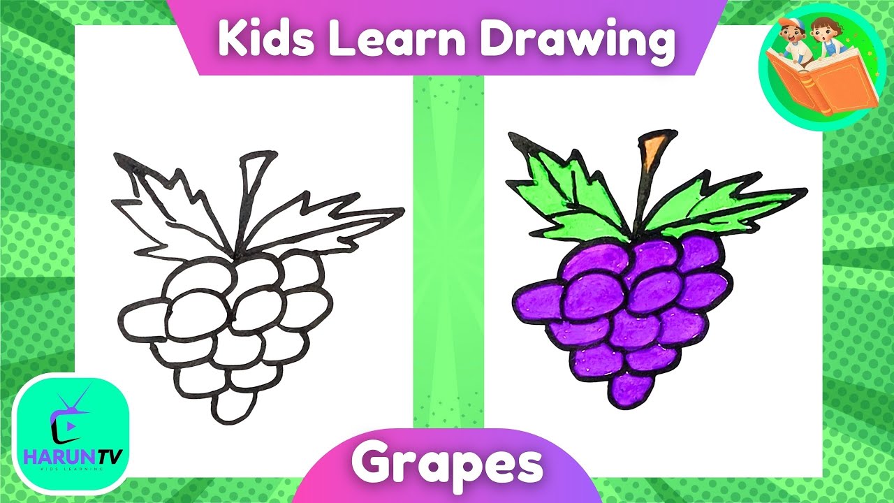 Kids Drawing Step by Step Grapes Tutorial 🌟 - YouTube