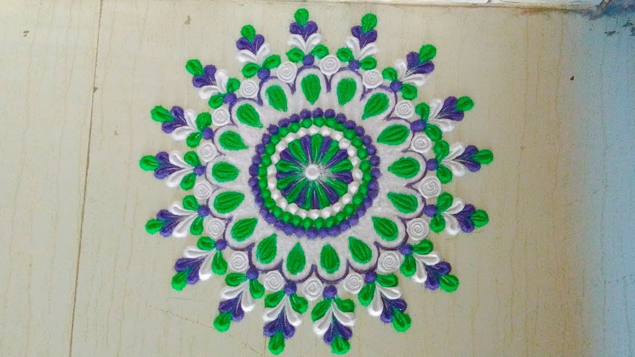 Beautiful Quick Traditional Rangoli with just two colours, Kolam ...