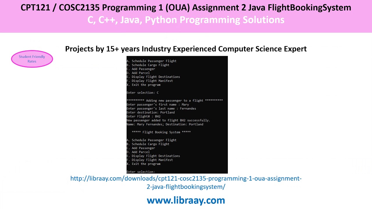 CPT121 / COSC2135 Programming 1 (OUA) Assignment 2 Java FlightBookingSystem - YouTube