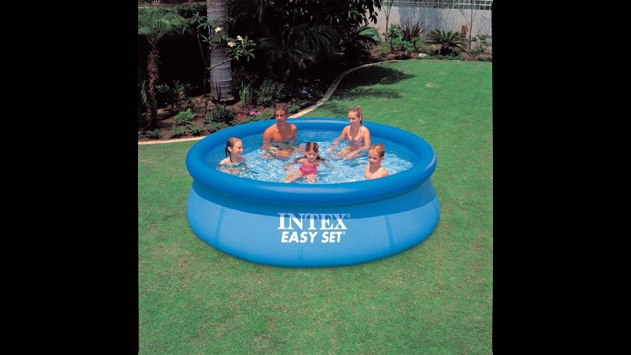 244cm 76cm blue above ground swimming pool family pool - YouTube