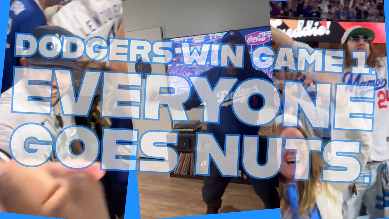 DODGERS WIN GAME ONE. EVERYONE GOES NUTS. (Epic Fan Reactions Set to ...