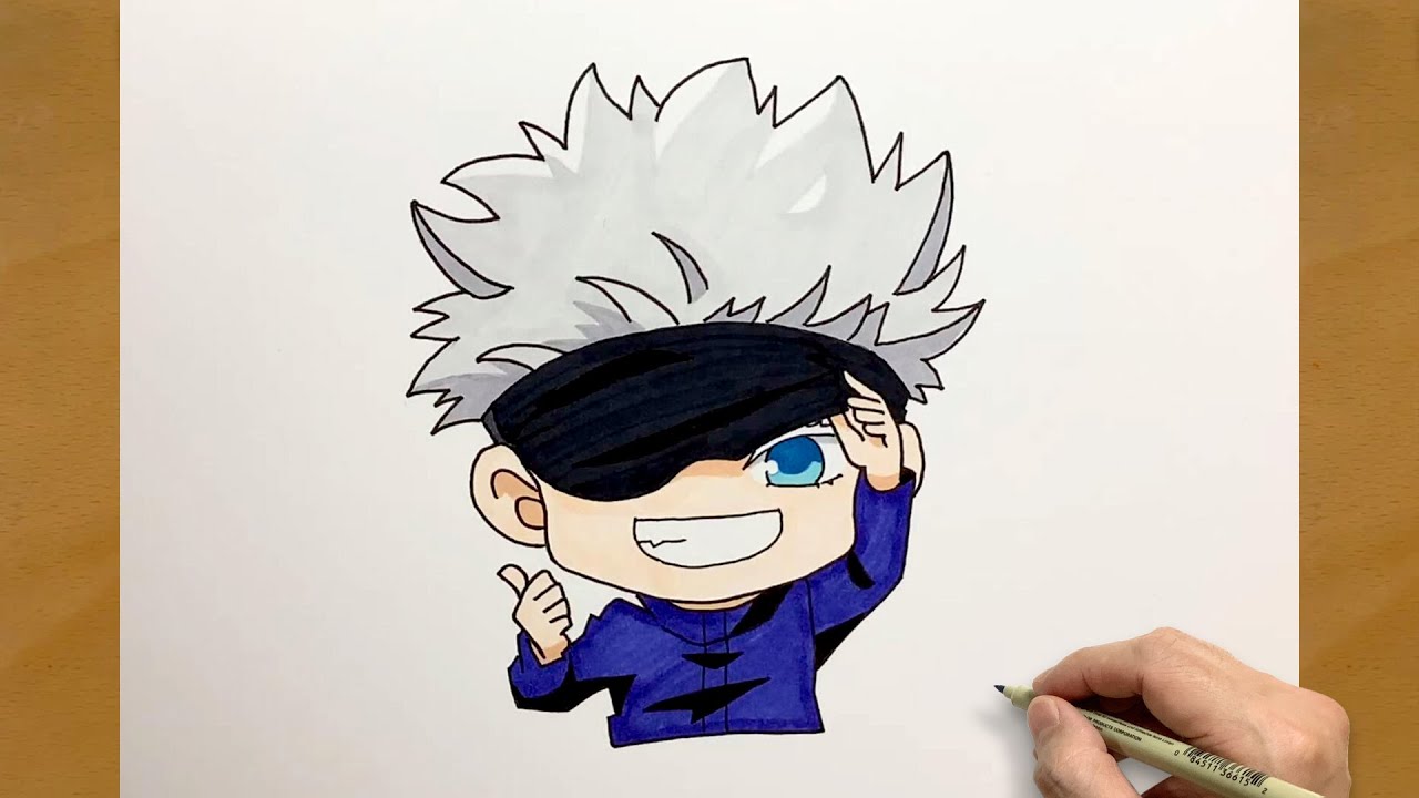 How to Draw chibi Satoru Gojo from Jujutsu Kaisen | step by step | Draw ...